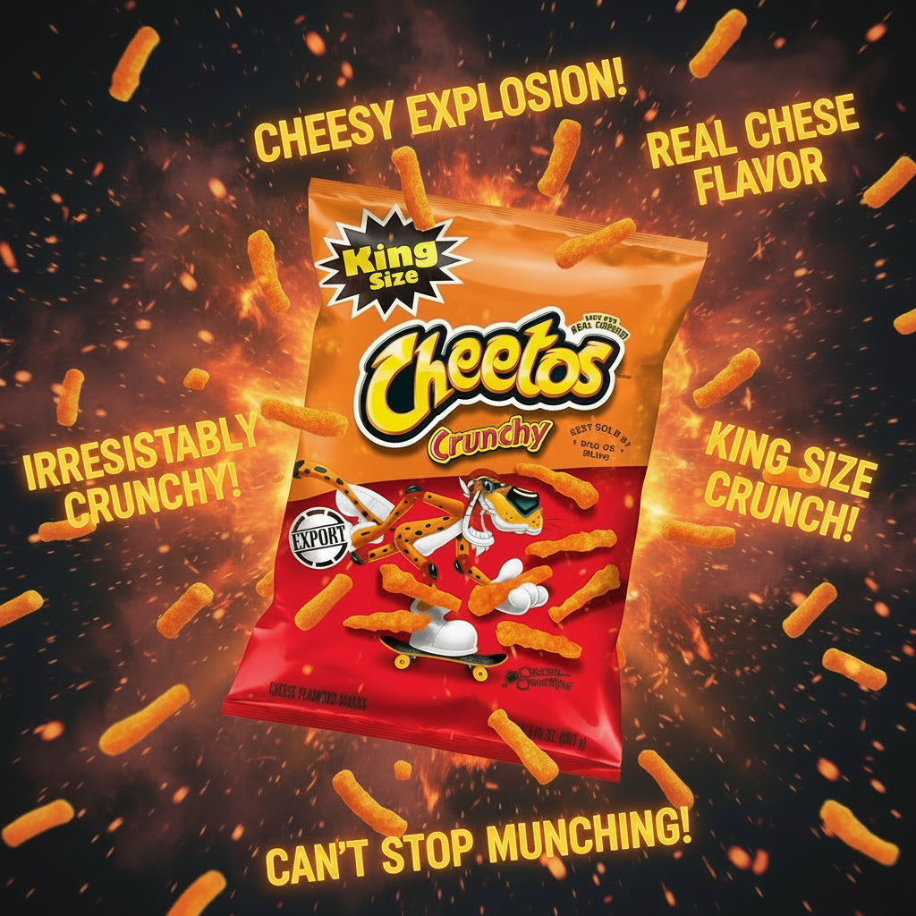 Frito Lay Cheetos Crunchy Cheese Flavored Snack King Size, 3.49 oz ℮ 9 ...